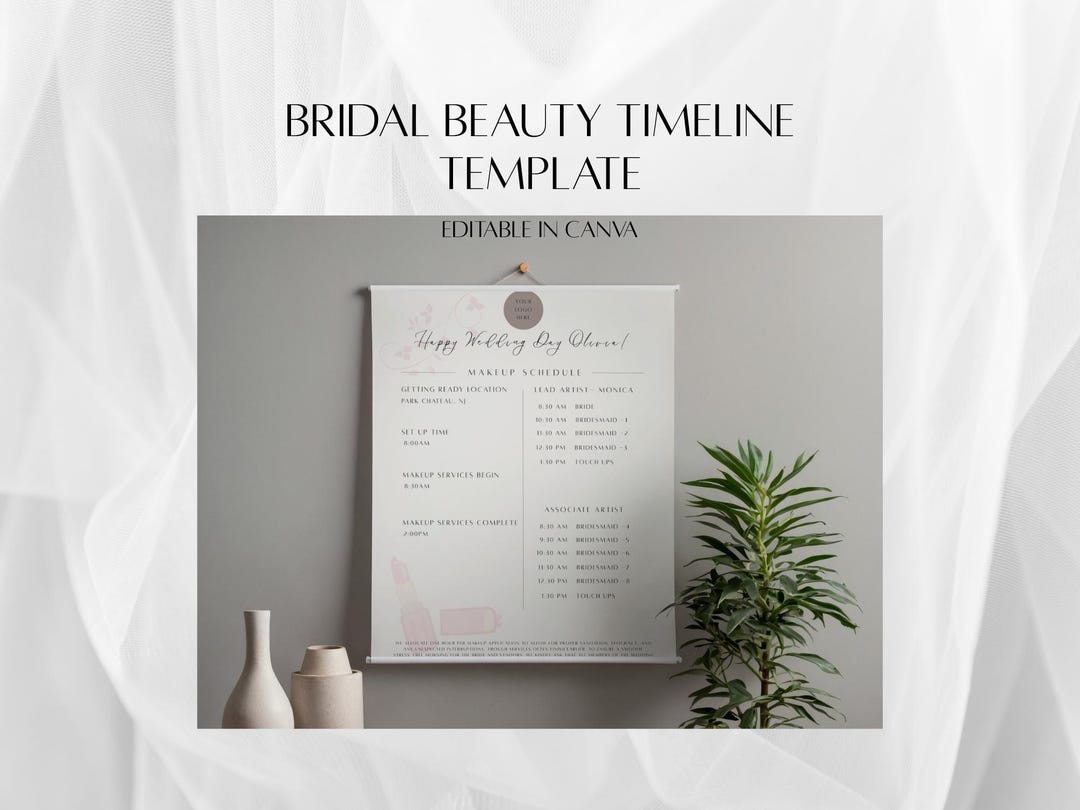 Editable Bridal Beauty Timeline Template | Wedding Morning Schedule ...