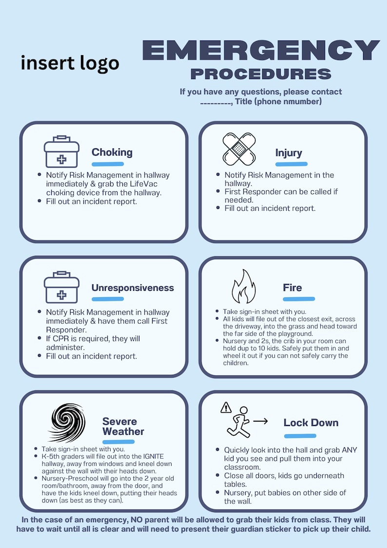 Emergency Procedures Poster - Etsy