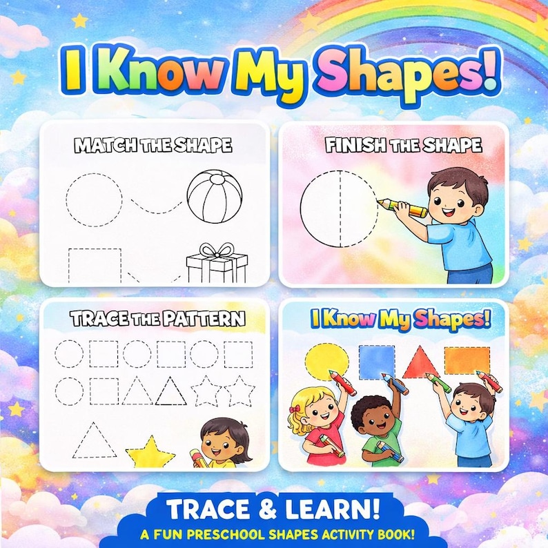 I Know My Shapes Coloring Book - Etsy