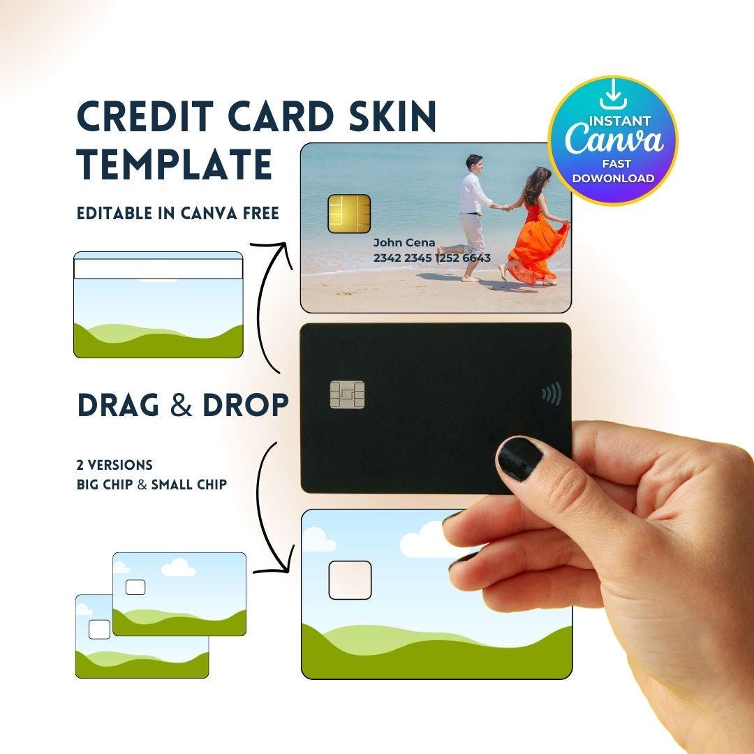Editable Credit Card Skin Template | Canva Bank Card Wrap Design ...