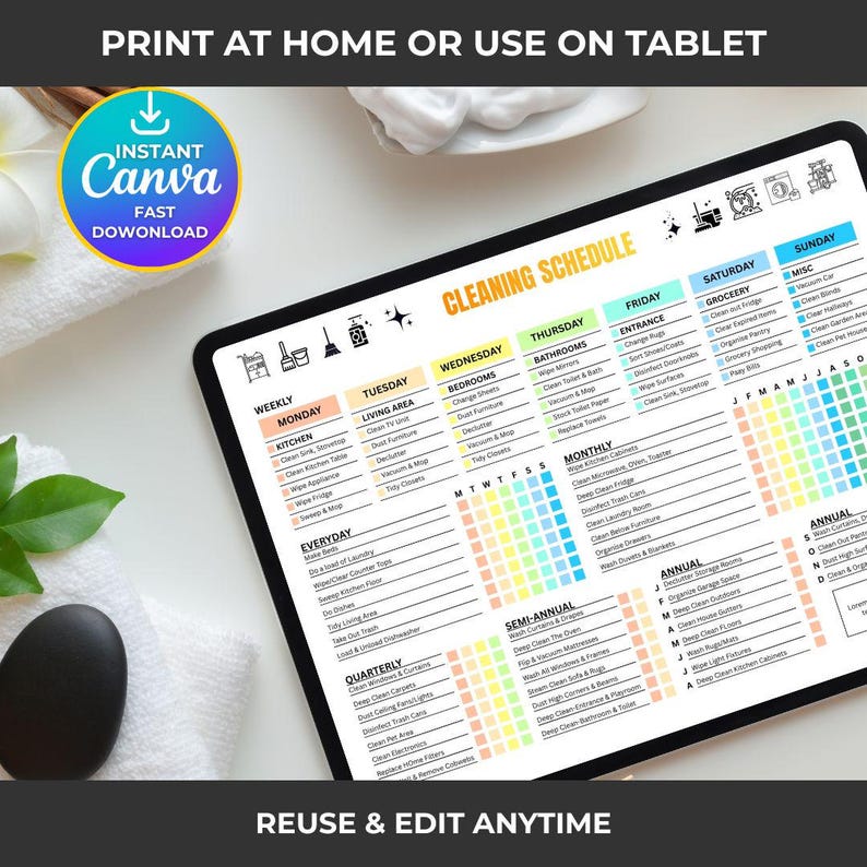 Editable Cleaning Schedule Checklist,adhd Home Cleaning Planner Daily ...