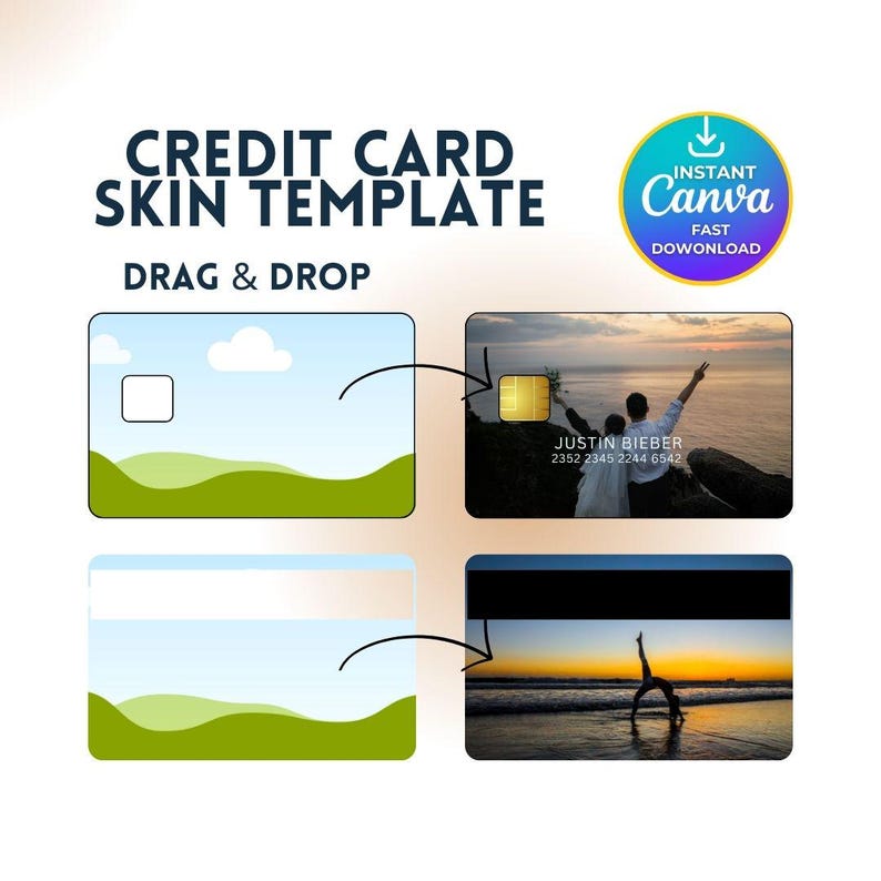 Editable Credit Card Skin Template | Canva Bank Card Wrap Design ...