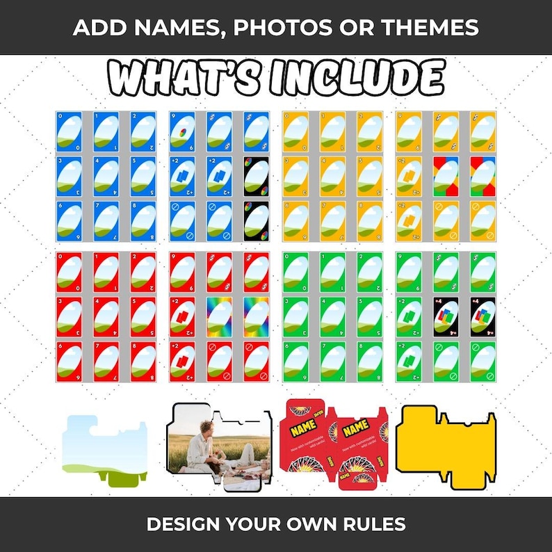 UNO Card Template Editable Canva Playing Cards, Custom Game Card Deck ...