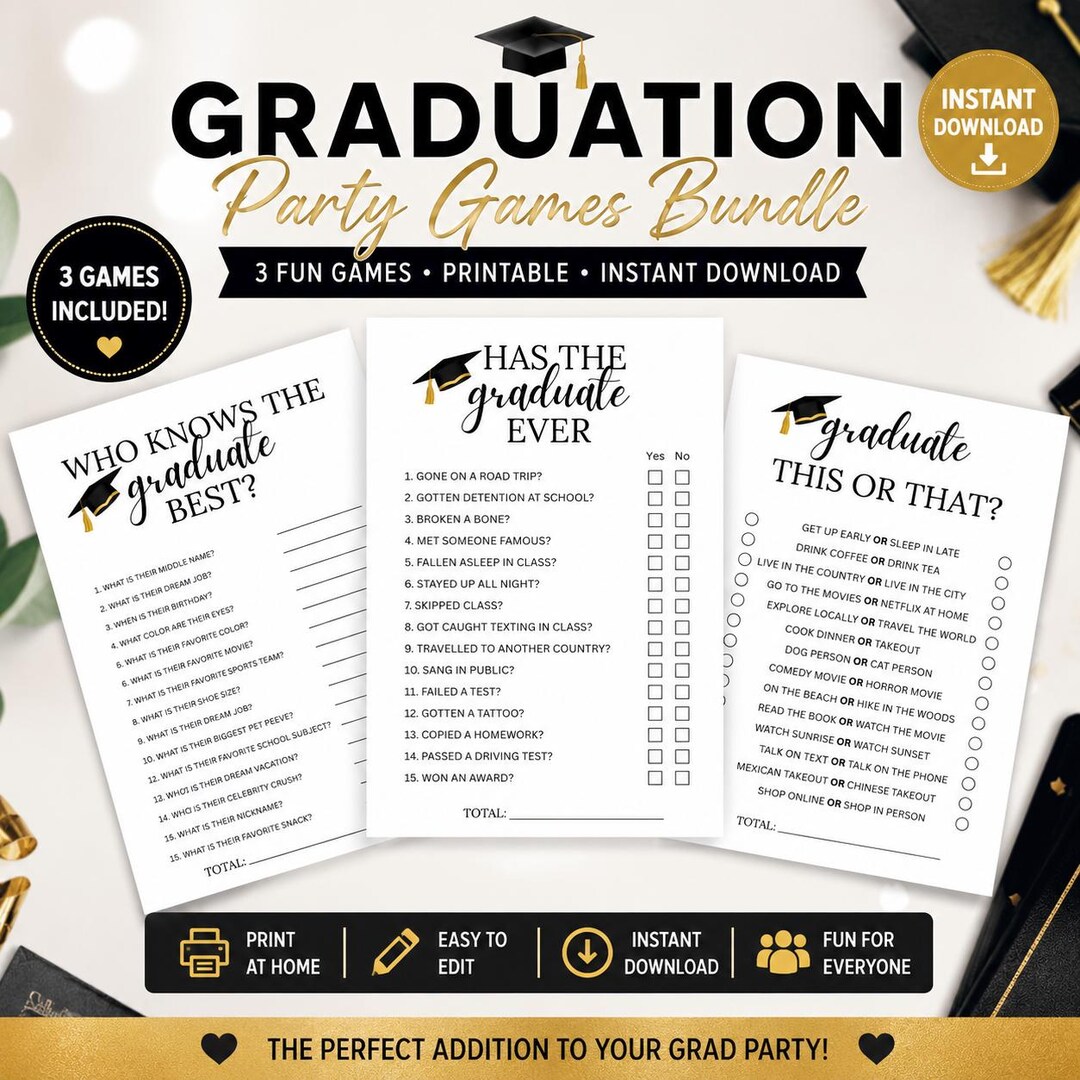 Printable Graduation Party Games Bundle, How Well Do You Know the ...