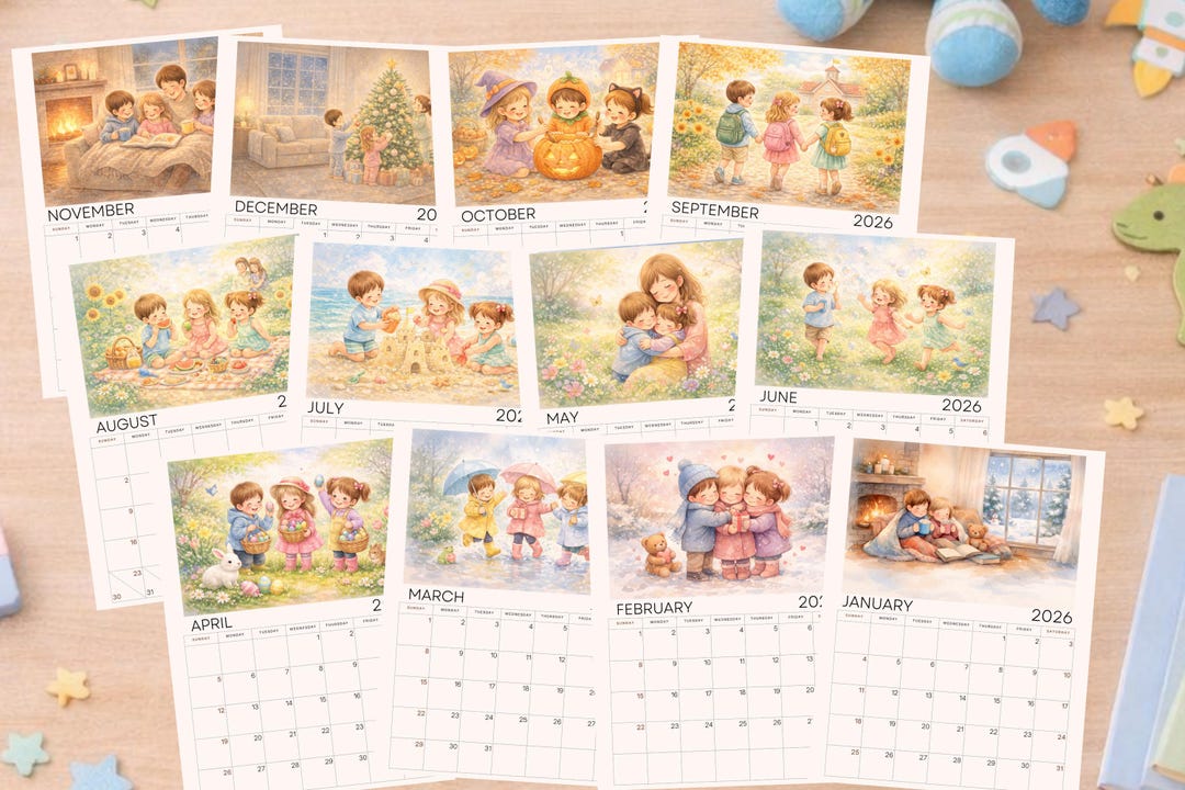 2026 Kids & Family Printable Calendar I US Letter and A4 - Etsy