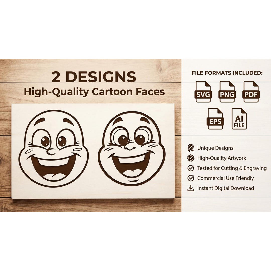 Smiling Face SVG Bundle | 2 Cute Cartoon Happy Face Cut Files - Etsy