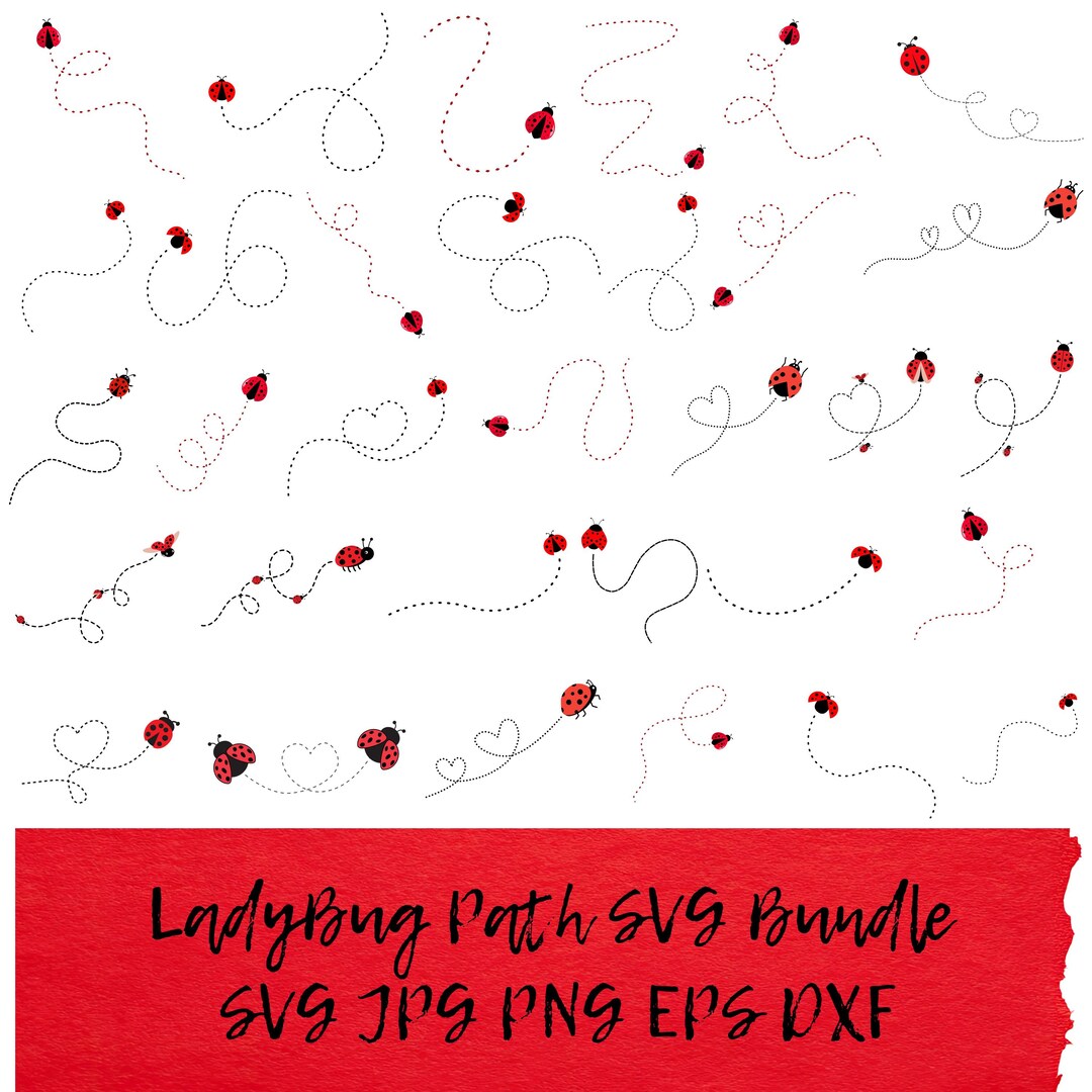 Ladybug Path SVG Bundle, Heart Clipart, Cut File (instant Download) - Etsy