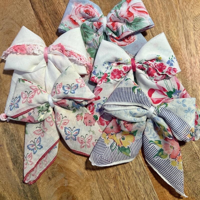 Vintage Hankie Hair Bow - Etsy