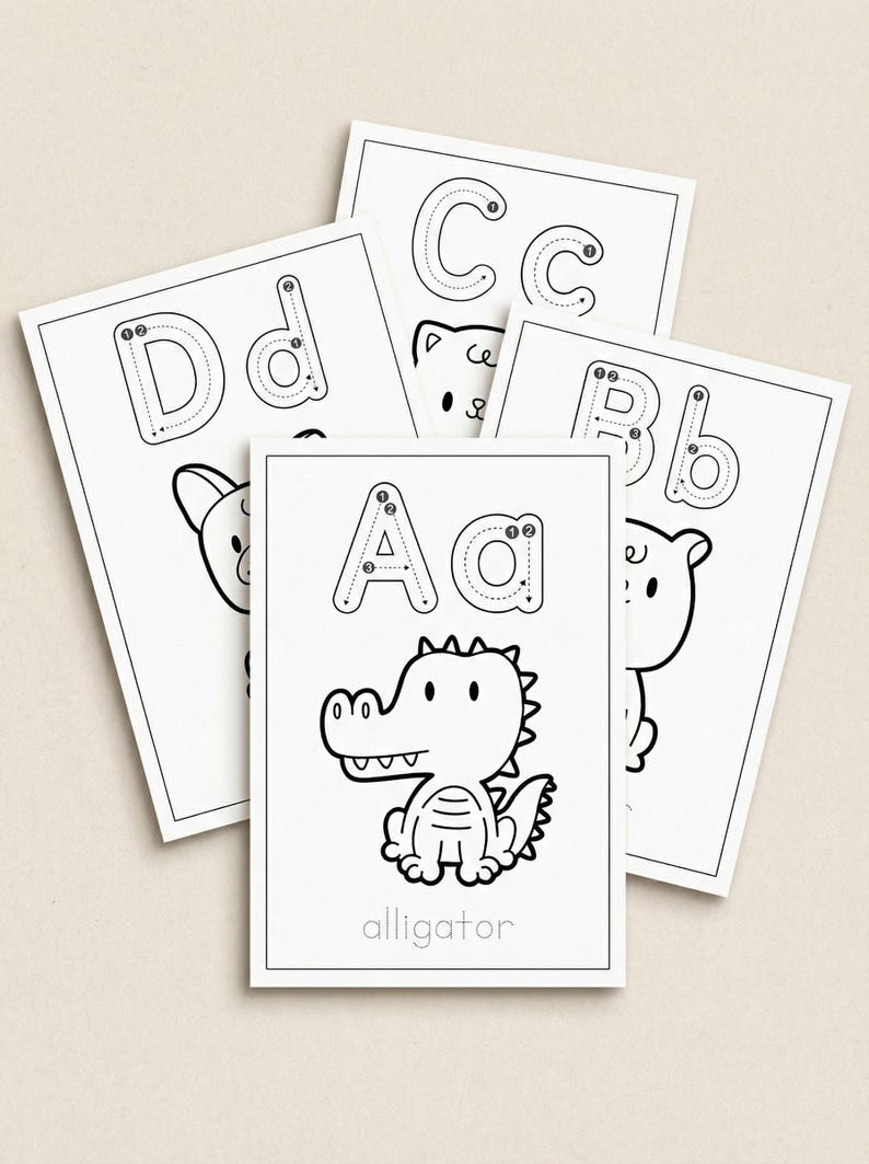 Animal Alphabet Tracing Coloring Book - Etsy