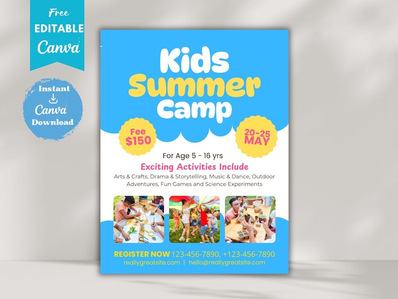 Editable Kids Summer Camp Flyer Template, Kids Summer Activities Club ...