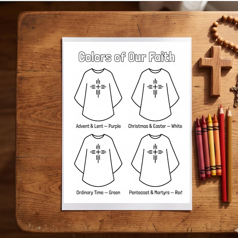 Bilingual Liturgical Vestments Coloring Page | Catholic Colors of Faith ...