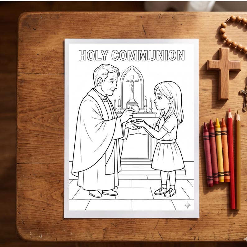 Bilingual Holy Communion Coloring Page | Catholic Mass Printable ...