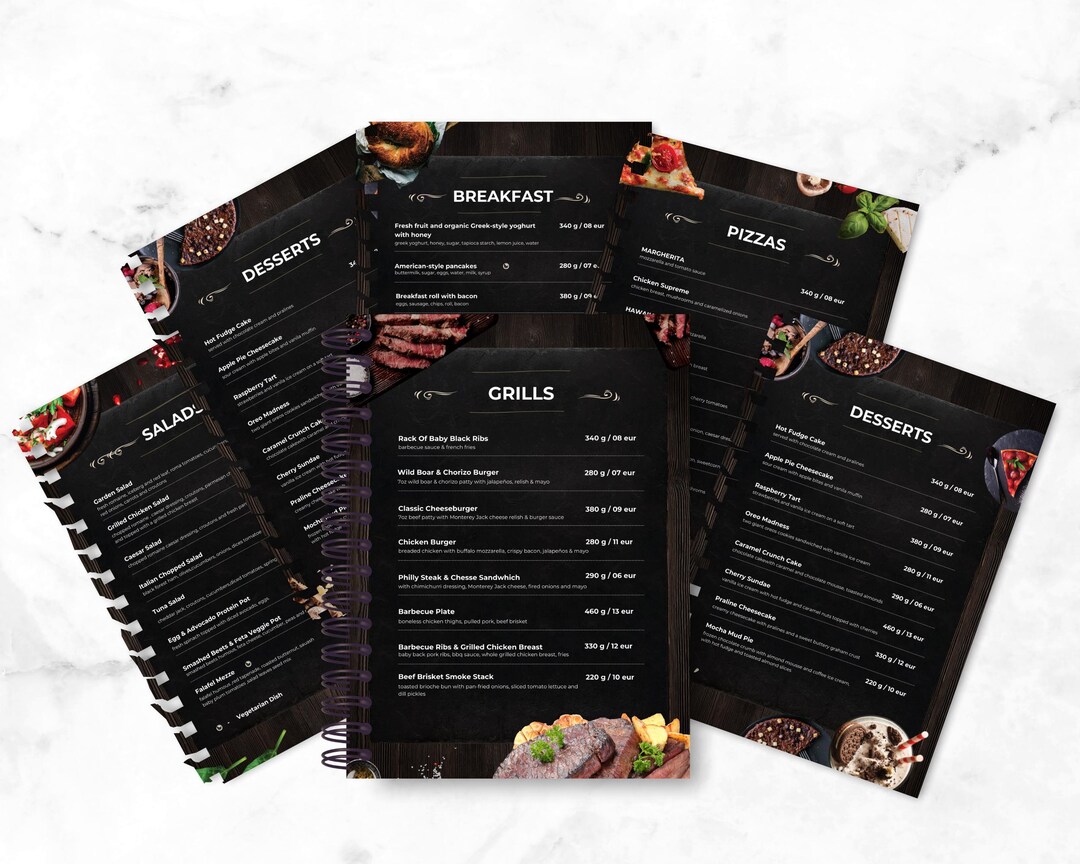 Restaurant Menu Template Editable Pizza Menu Design Printable Grill ...