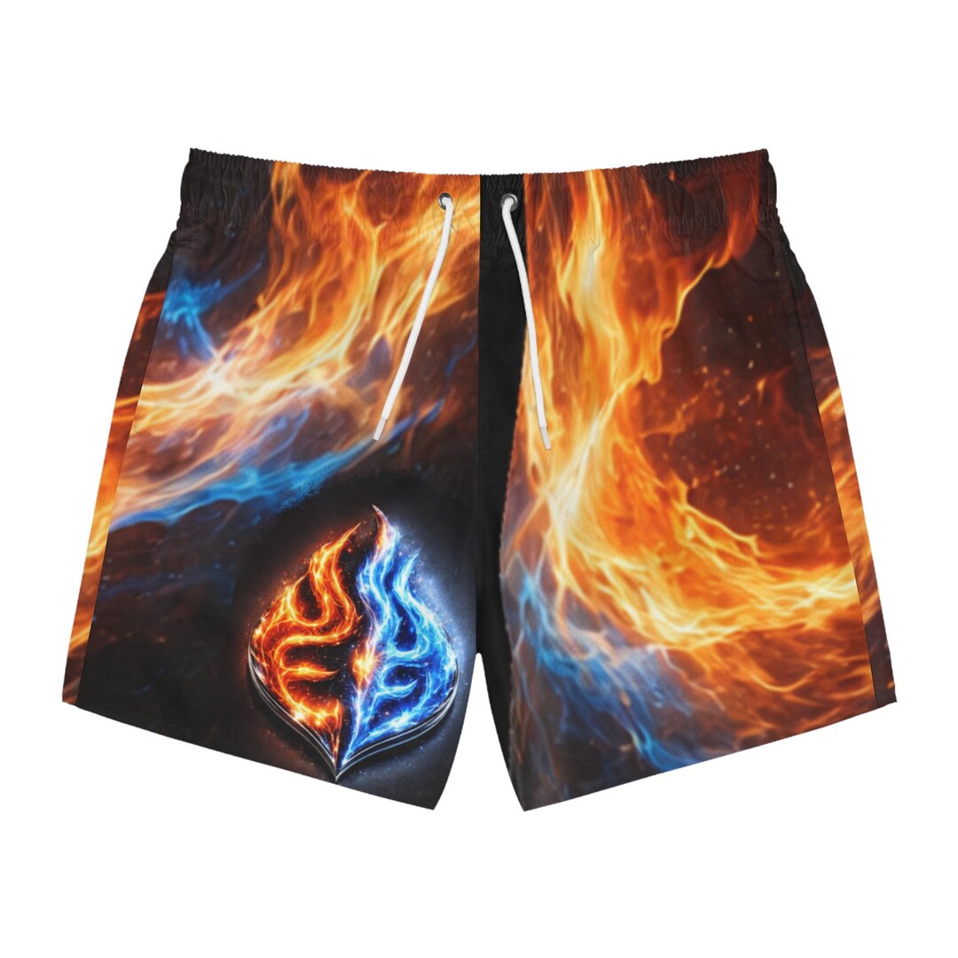 Fire and Ice Emblem Swim Trunks | Flame Wave All-over Print - Etsy
