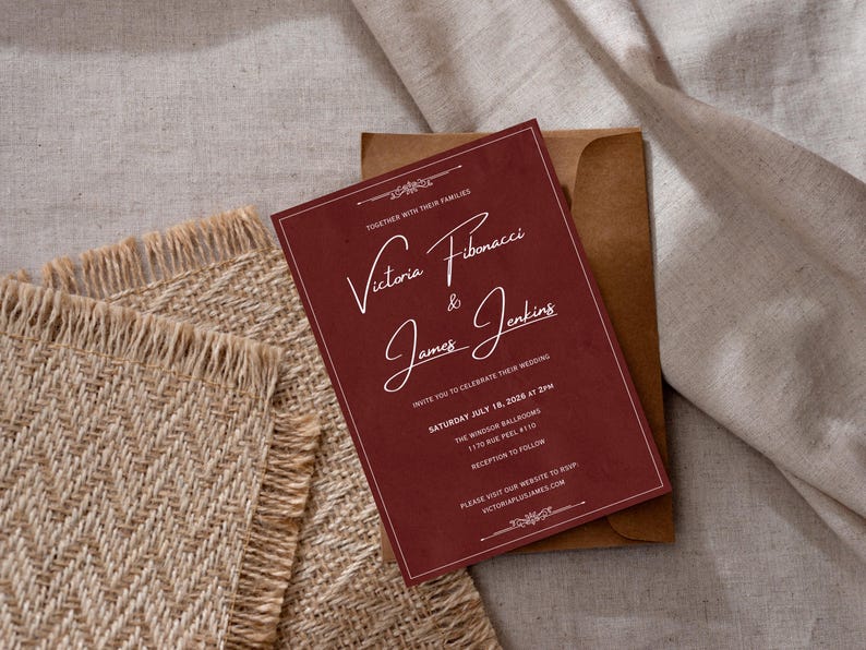 Vintage Elegant Wedding Invitation Template, Editable and Printable ...