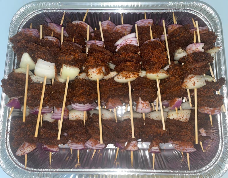 Authentic Nigerian Beef Suya Skewers – 50 Count, Spiced BBQ Street Food ...