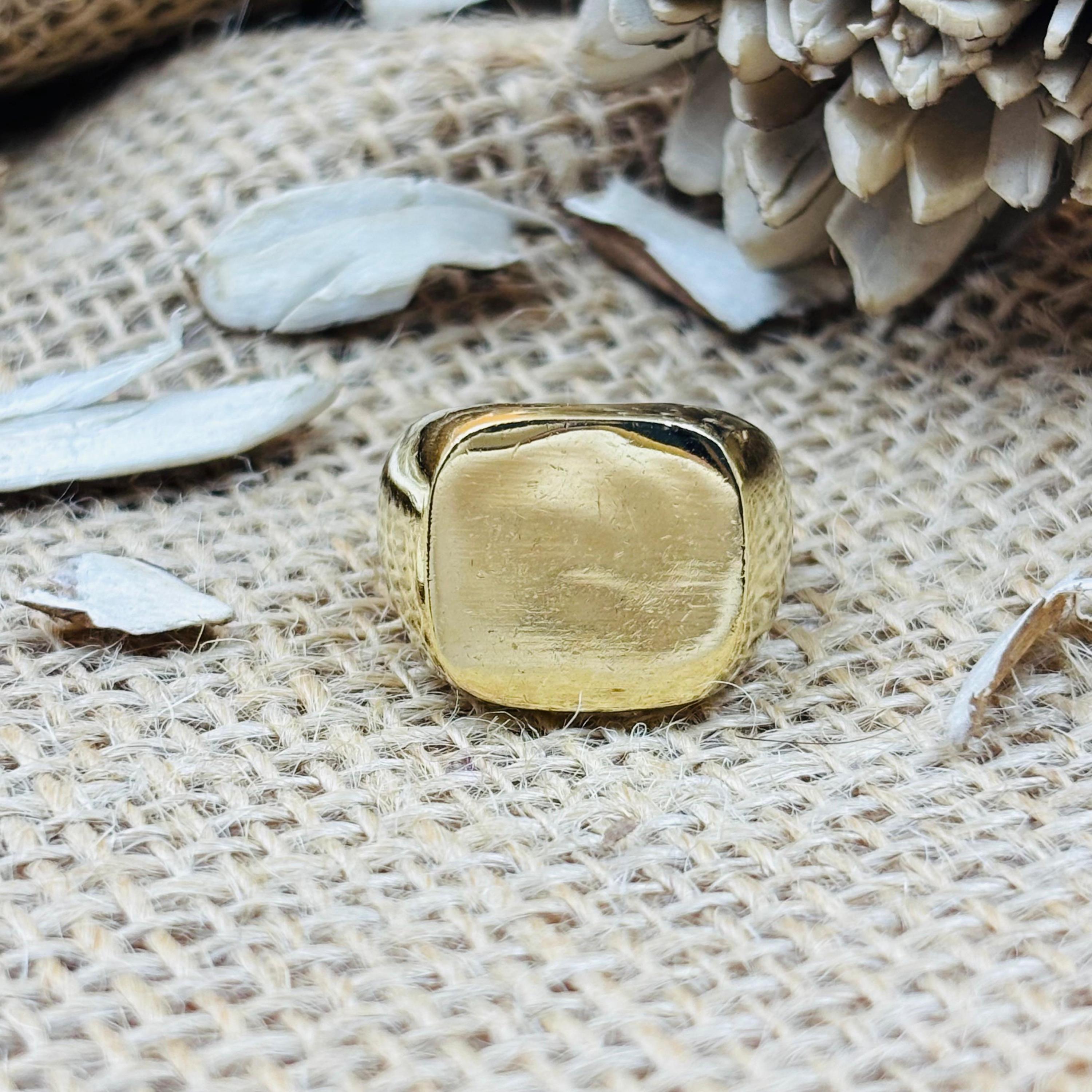 Gold Signet Ring, Blank Signet Ring, Square Signet Ring, Minimalist ...