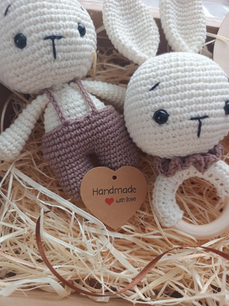 Baby Gift Set - Handmade Plush Toy + Rattle + Booties | the Perfect ...