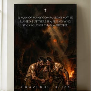 Blacksmith Art Print, Proverbs 18:24 Bible Verse, Dark Academia Forge ...