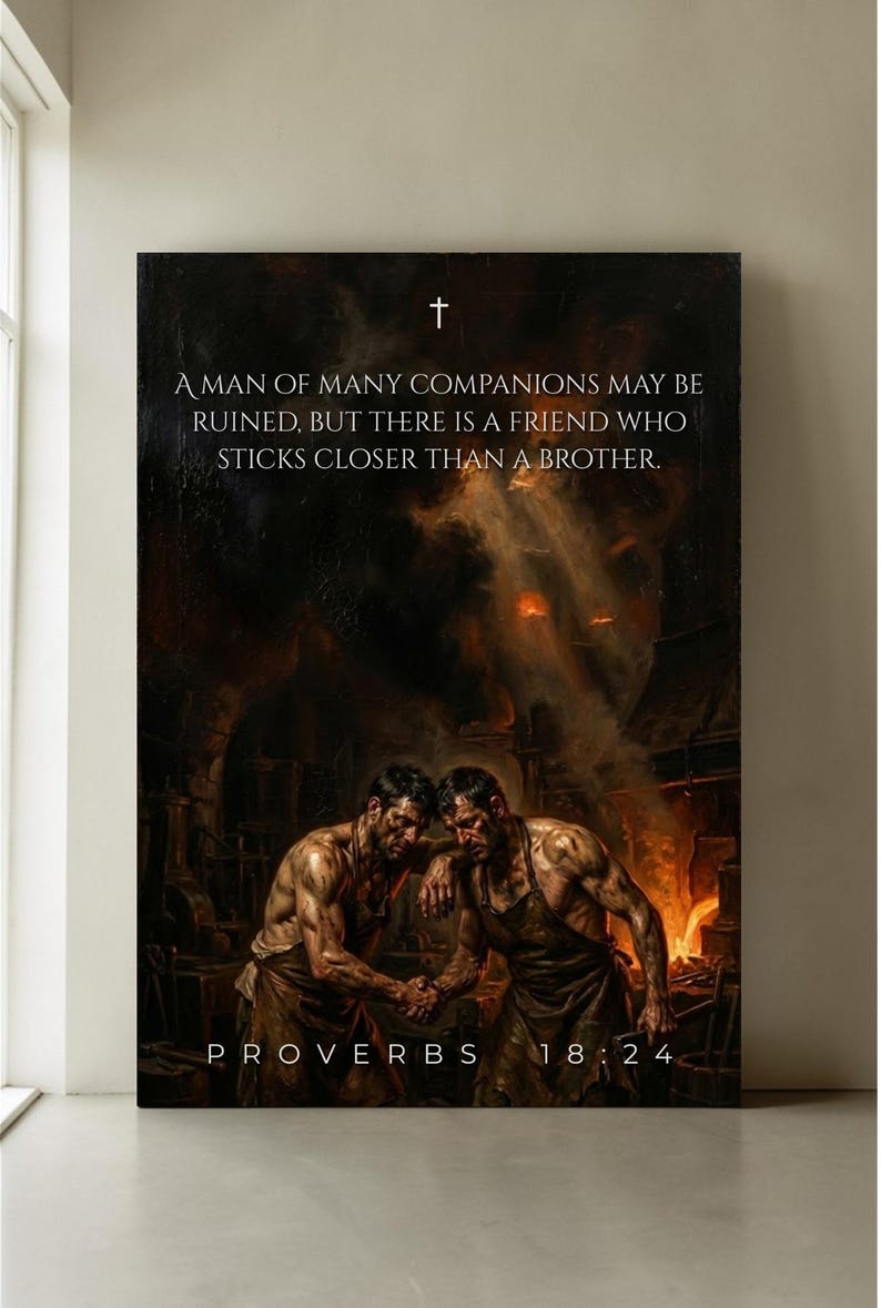 Blacksmith Art Print, Proverbs 18:24 Bible Verse, Dark Academia Forge ...