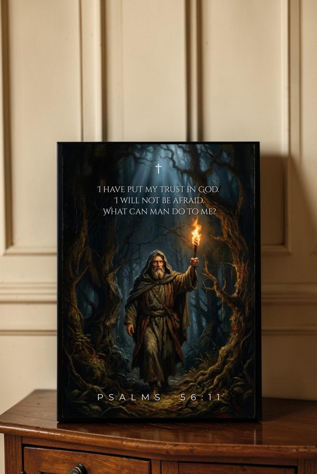 Pilgrim Torch Forest Art, Psalm 56:11 Print, Dark Academia Decor ...