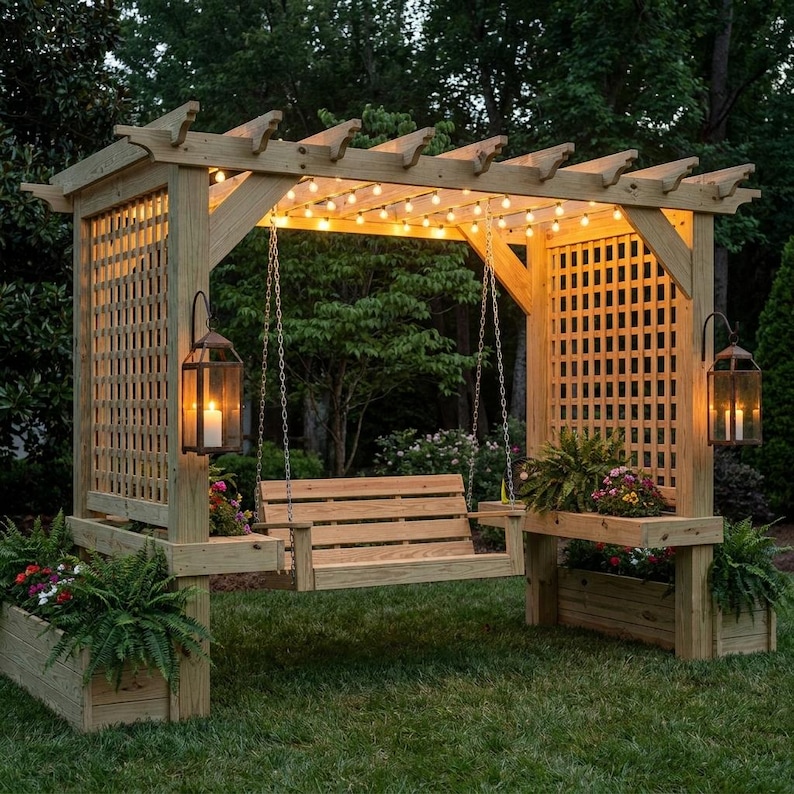 DIY Pergola Plan | Enclosed Outdoor Room, 6x6 Posts, Lattice Sides ...