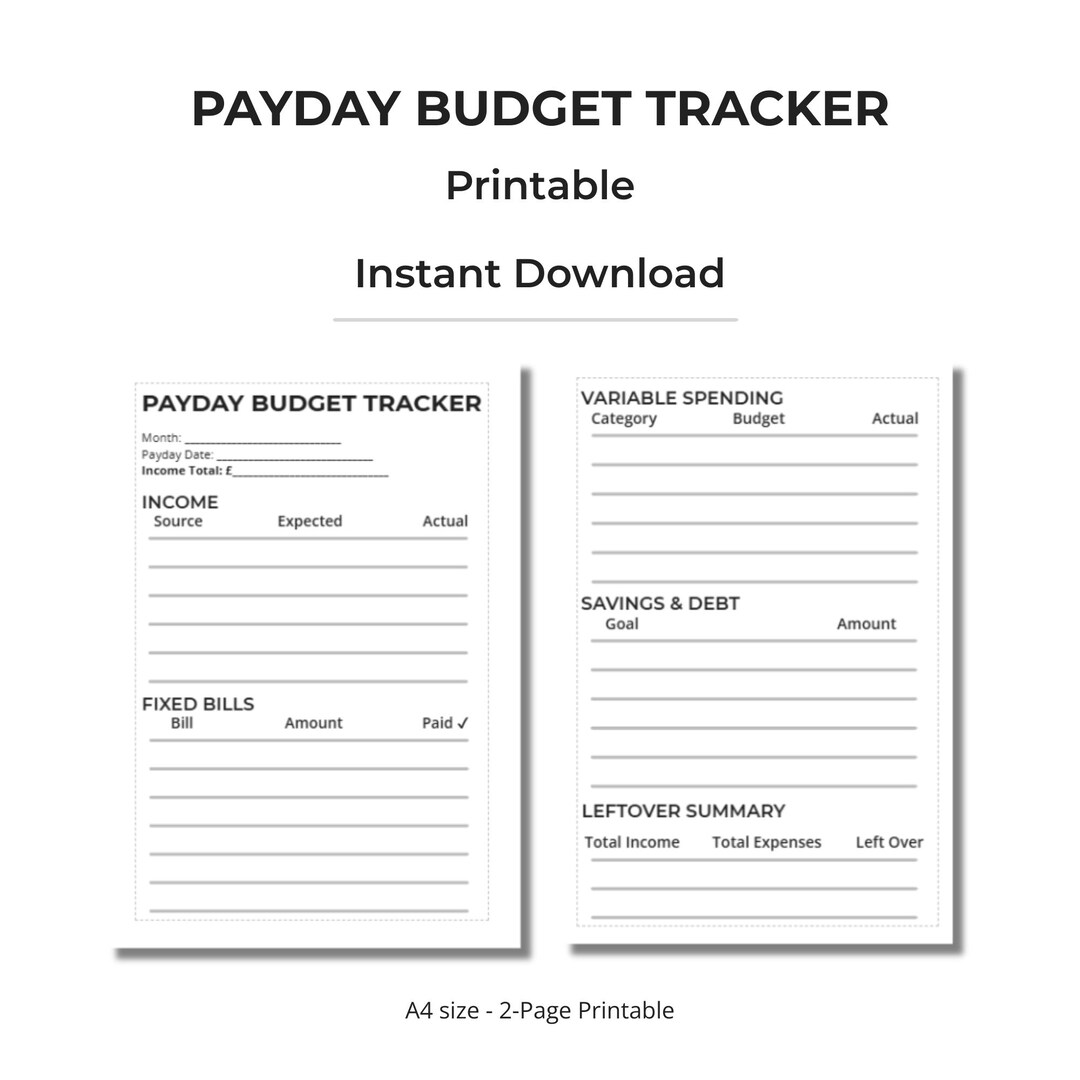 Payday Budget Tracker Printable - Etsy