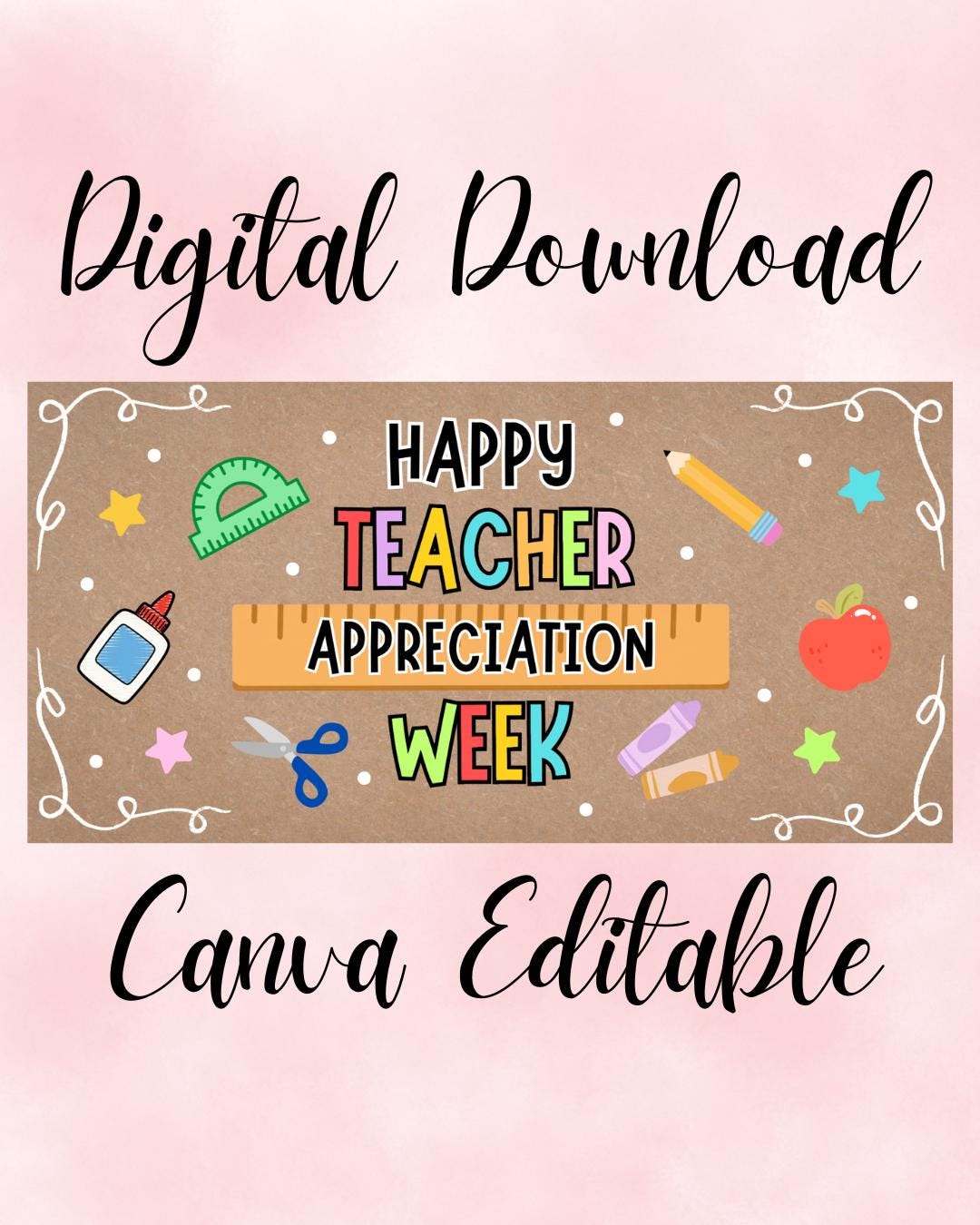 Teacher Appreciation Banner Digital Download Canva Editable - Etsy
