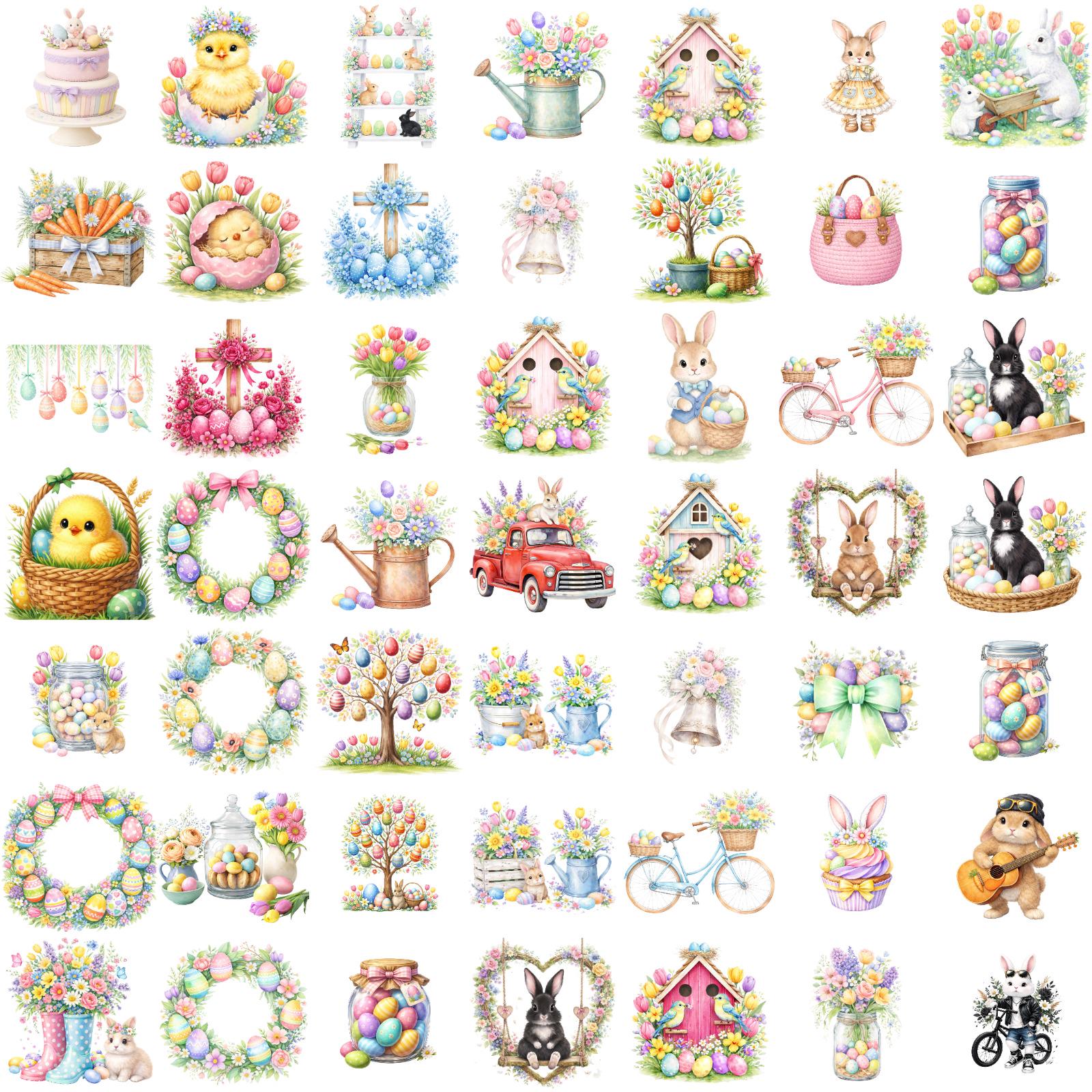 Easter Clipart Mega Bundle, Easter Bunny PNG, Spring Floral Graphics ...
