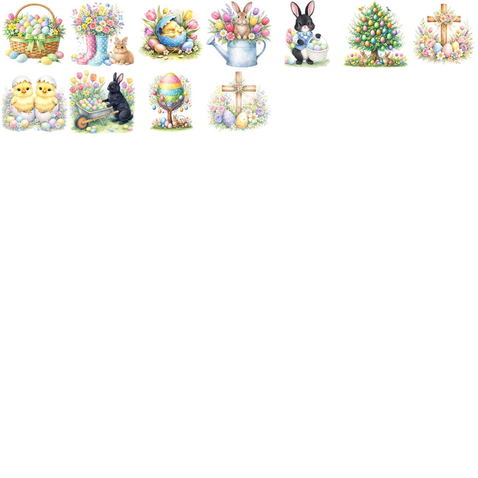 Easter Clipart Mega Bundle, Easter Bunny PNG, Spring Floral Graphics ...