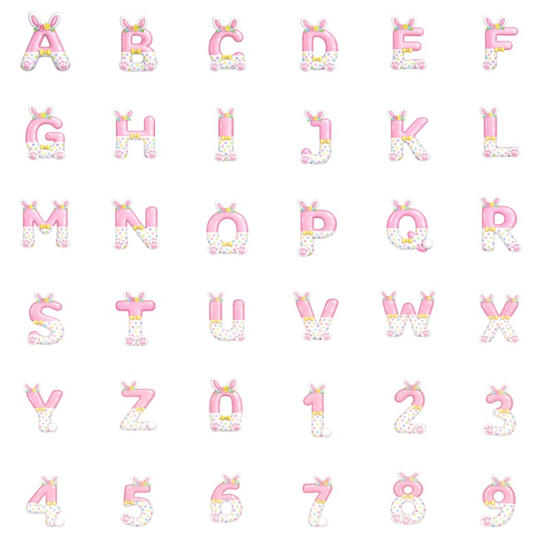 Easter Bunny Alphabet, Easter Bunny PNG Letters Clipart, Easter Letters ...