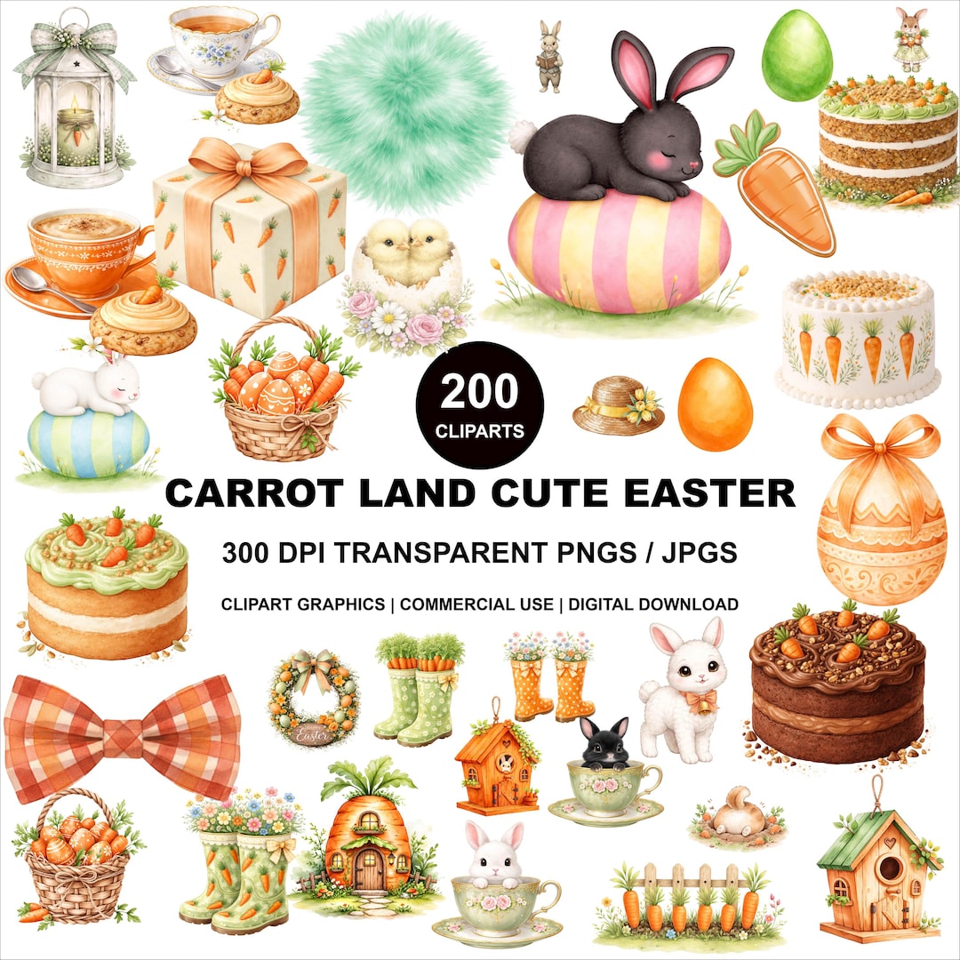 Easter Clipart Mega Bundle, Easter Bunny PNG, Spring Floral Graphics ...