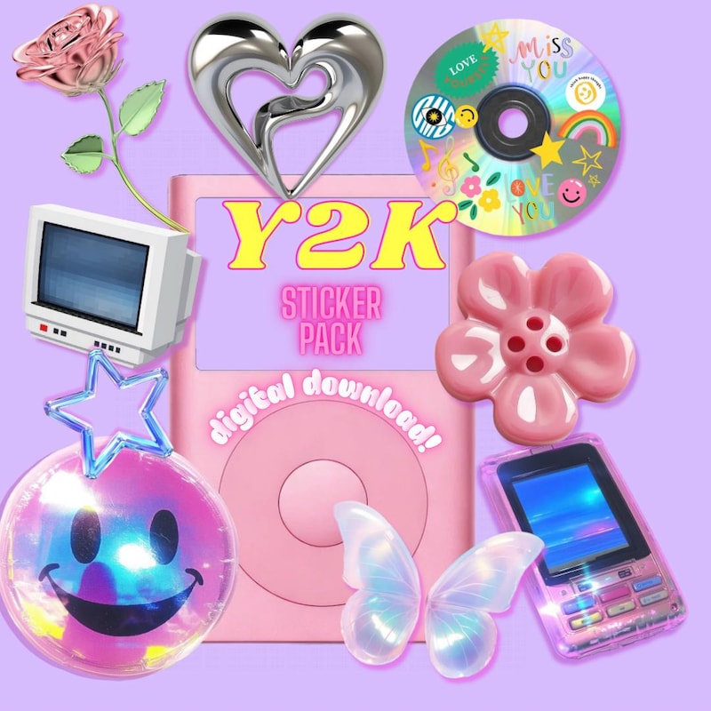Y2k Heart Stickers Pack - Etsy