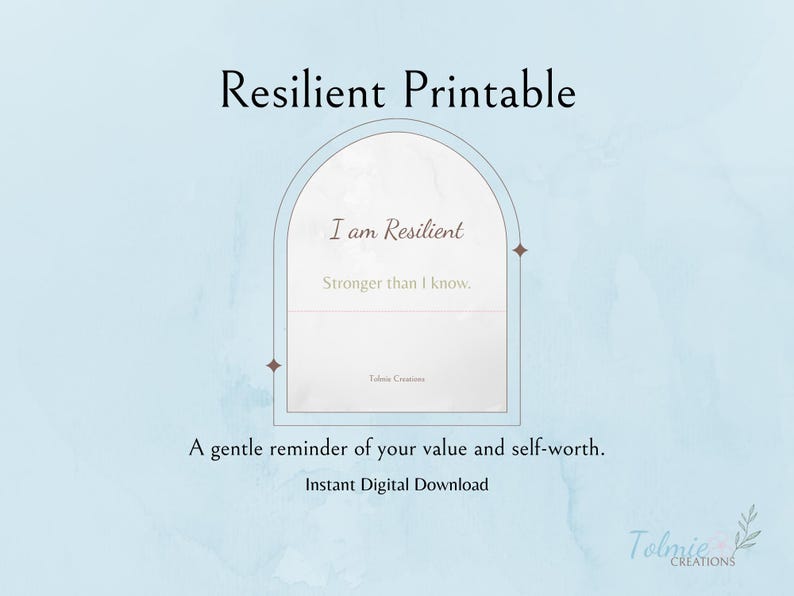 I Am Resilient Printable Wall Art | Self Love Affirmation Print ...