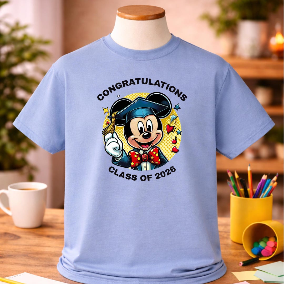 Class of 2026 Disney Mickey Graduation T-shirt Cute Cartoon Grad Tee - Etsy
