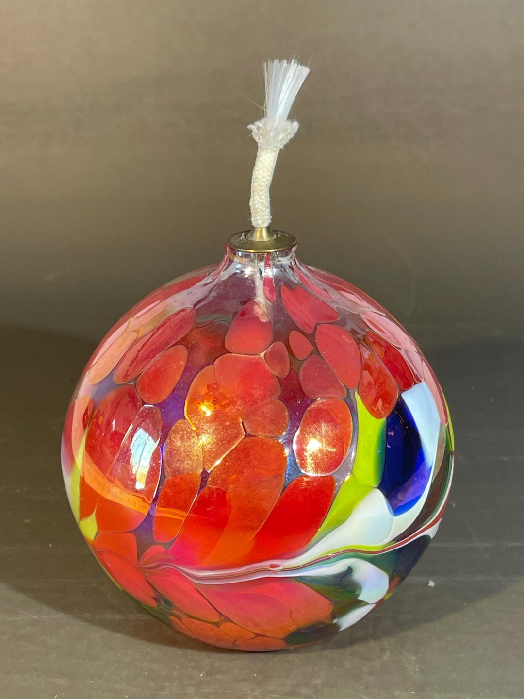 Hand Blown Art Glass Oil Lantern Lamp With Wick (1418) - Etsy