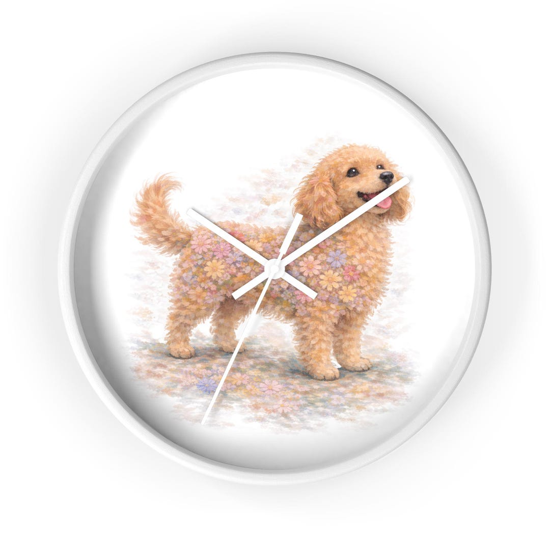 Floral Poodle Wall Clock | Pastel Dog Flower Art Home Decor - Etsy