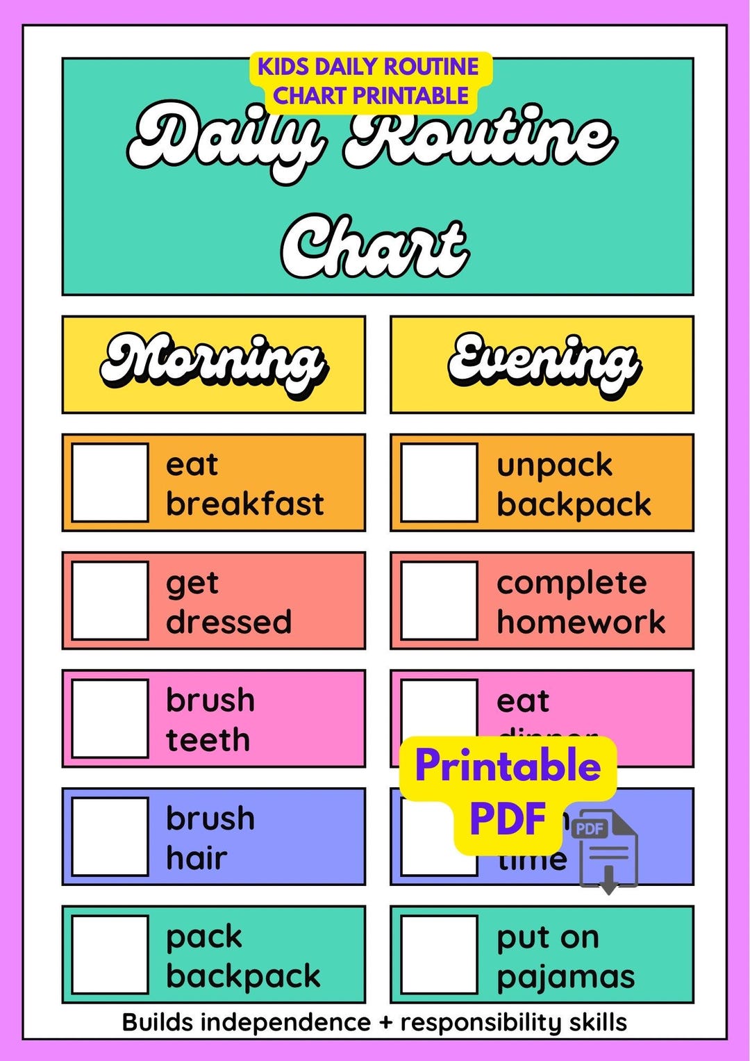 Tabla de rutina diaria para niños / Horario visual para niños pequeños ...