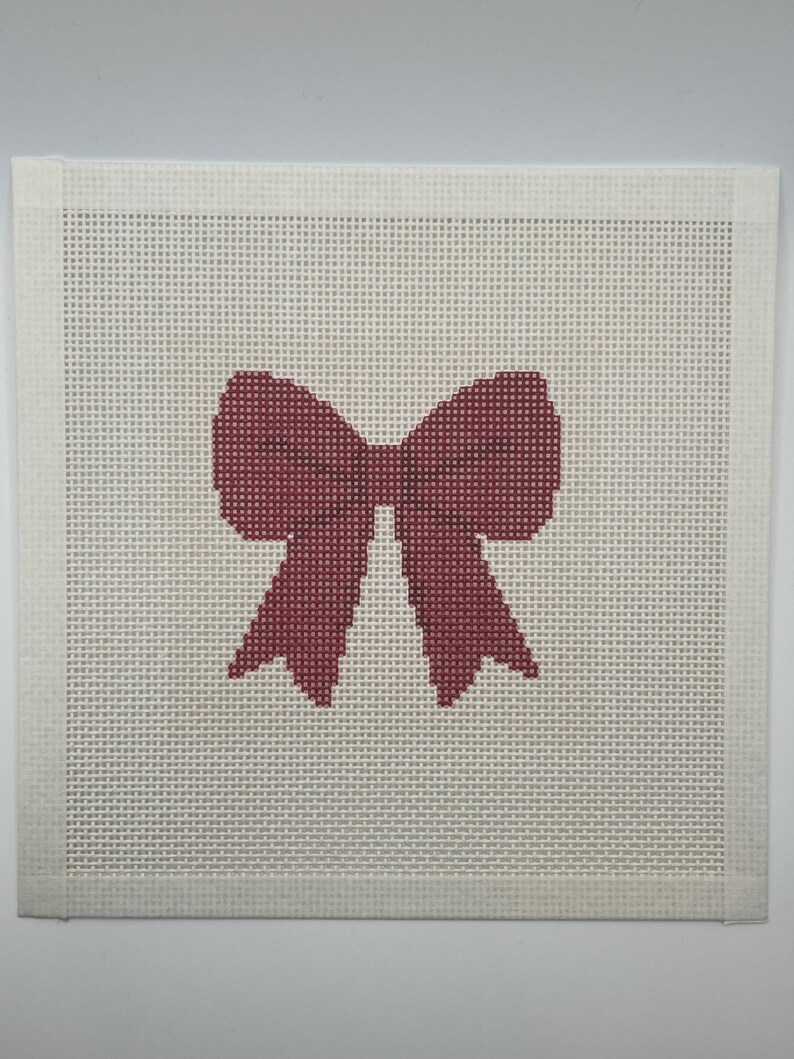Red Simple Bow - 13 Mesh - 8 X 8 - Needlepoint Canvas - Etsy