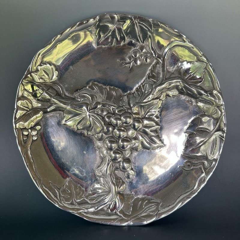 Pewter Plate With Grapes - Etsy