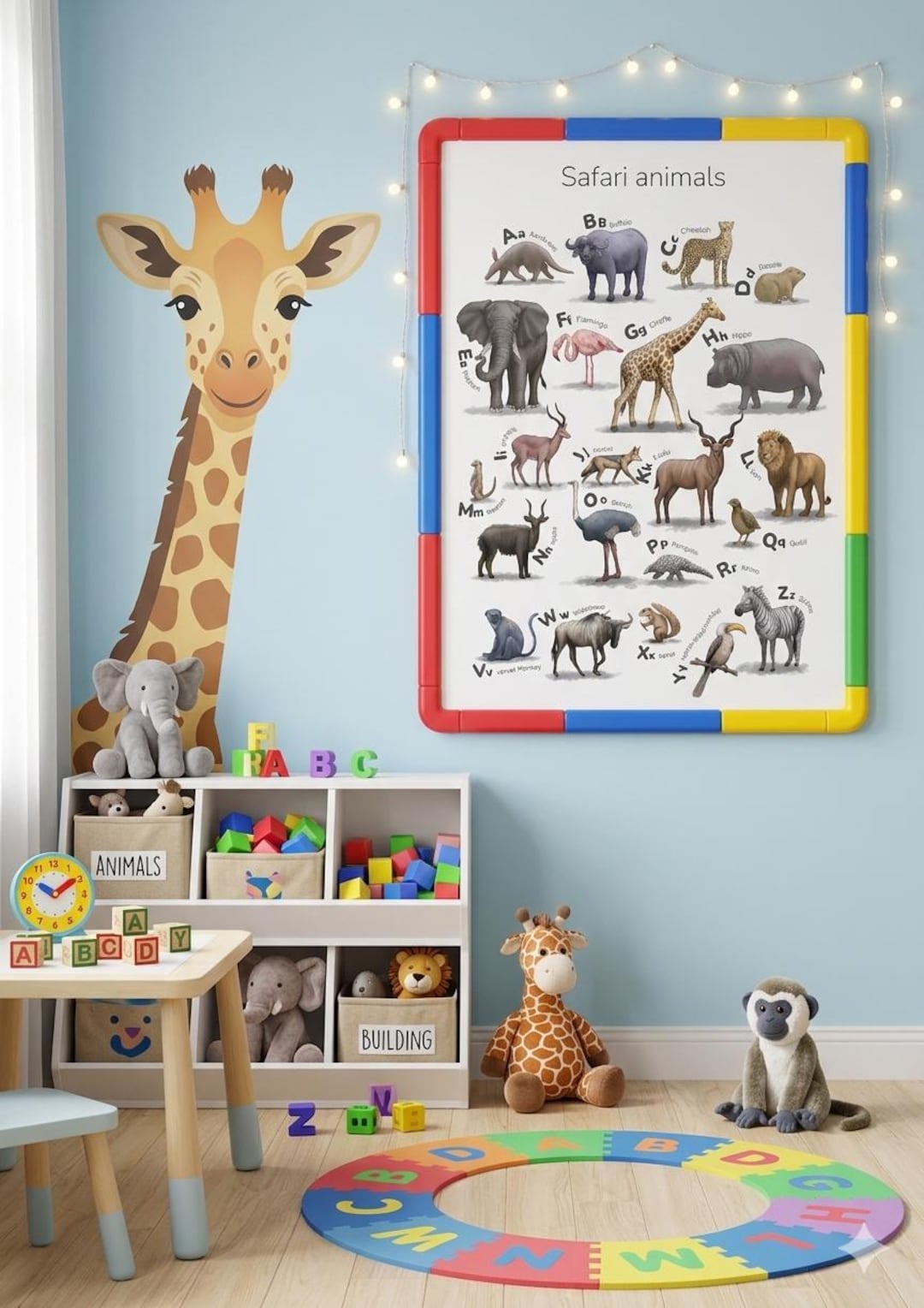 Safari Animal Alphabet Poster, Neutral ABC Wall Art, Toddler Learning ...
