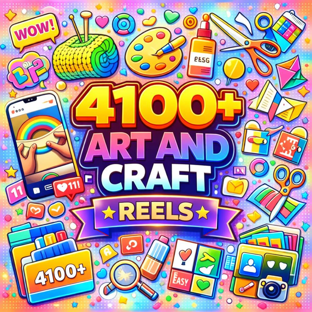 4100+ Art & Craft Tutorial Reels Bundle, Plr Mrr, Diy, Painting, Cricut ...