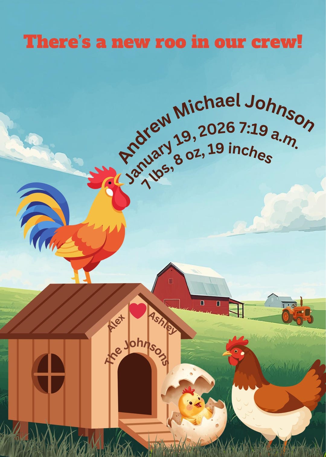 There’s a New Roo in Our Crew Birth Announcement - Etsy