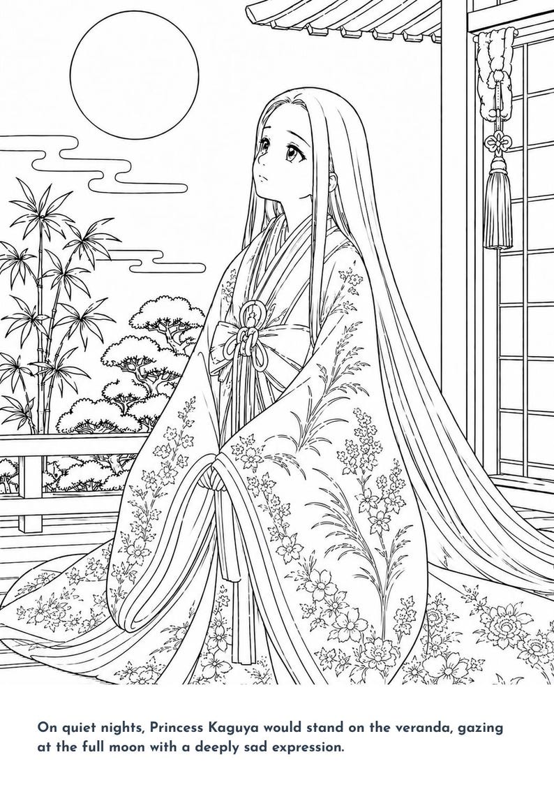Kaguya Princess Coloring Book Printable PDF | Japanese Folktale ...
