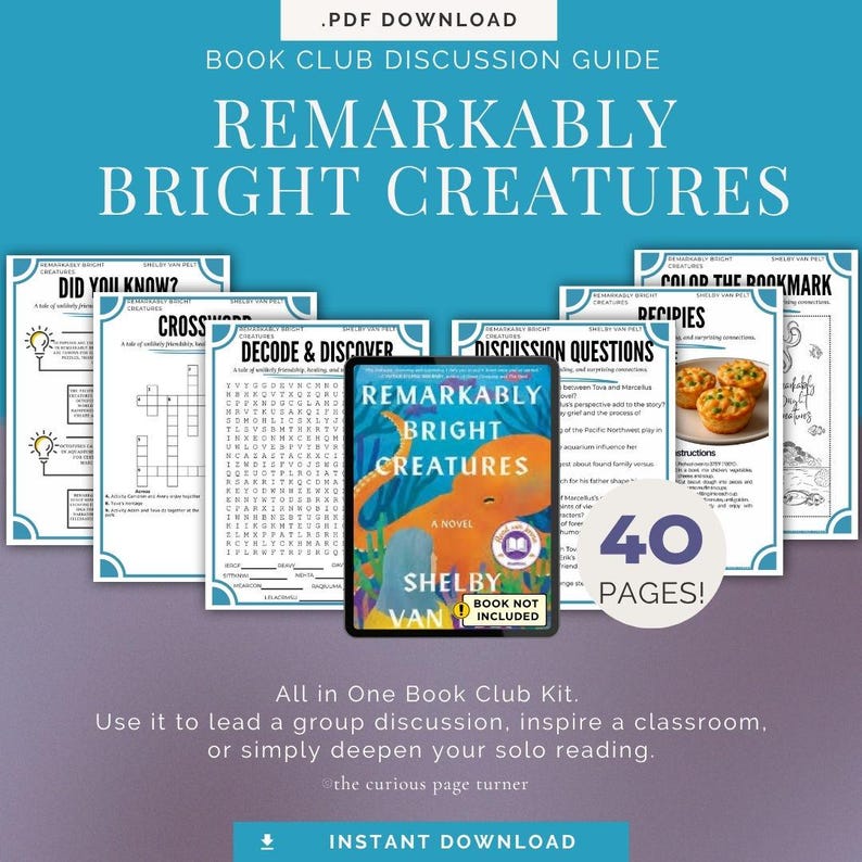 Remarkably Bright Creatures by Shelby Van Pelt Book Club Discussion ...