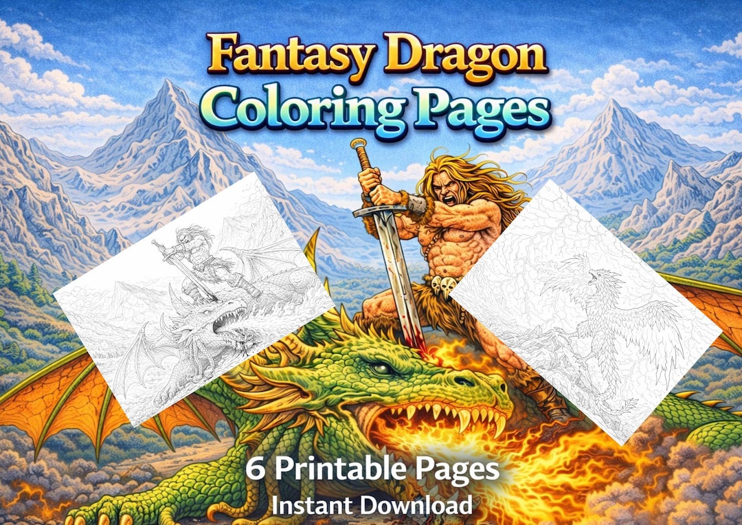 Mythical Dragon Coloring Pages Printable | Fantasy Creature Coloring ...