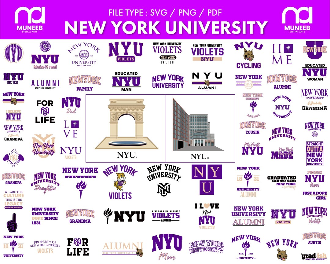 Usa Made New York University Svg Bundle NY Violets Png Bundle New York ...