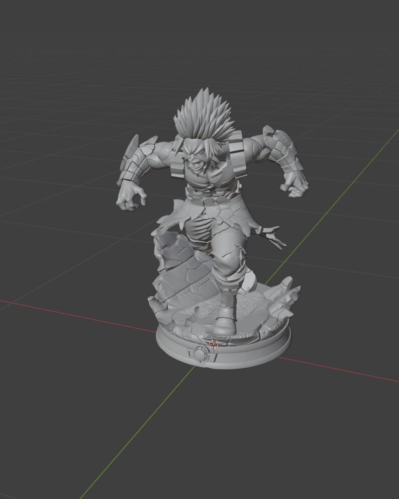Hardened Anime Fighter 3D Model | Rock Armor Hero for Display ...