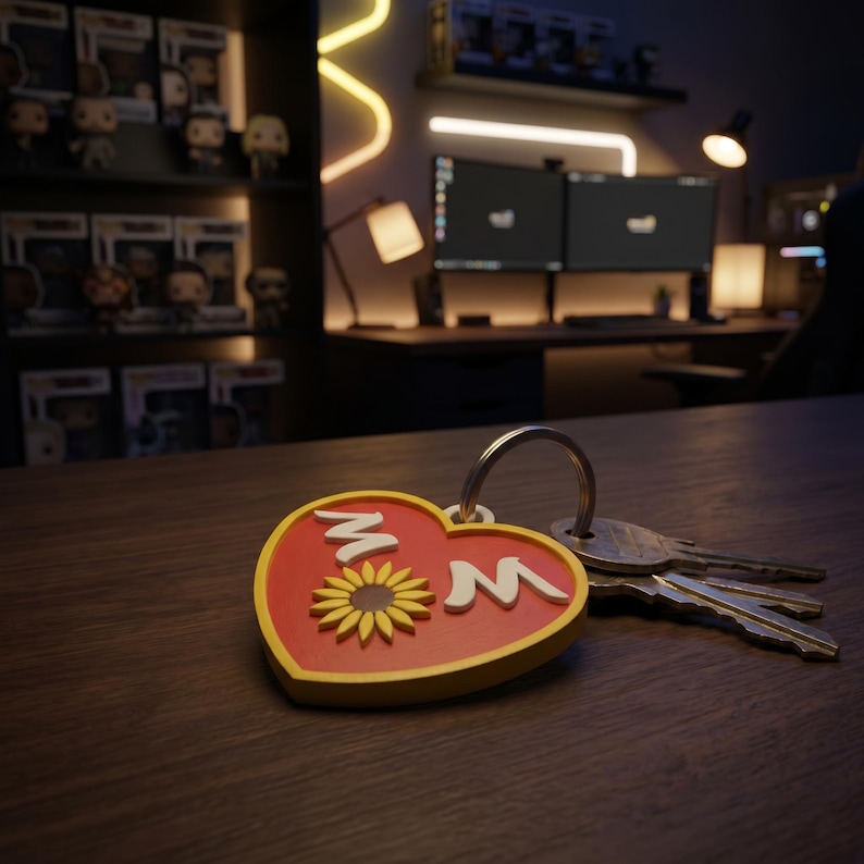 Mom Heart Keychain 3D Model | Sunflower Design (digital File) - Etsy