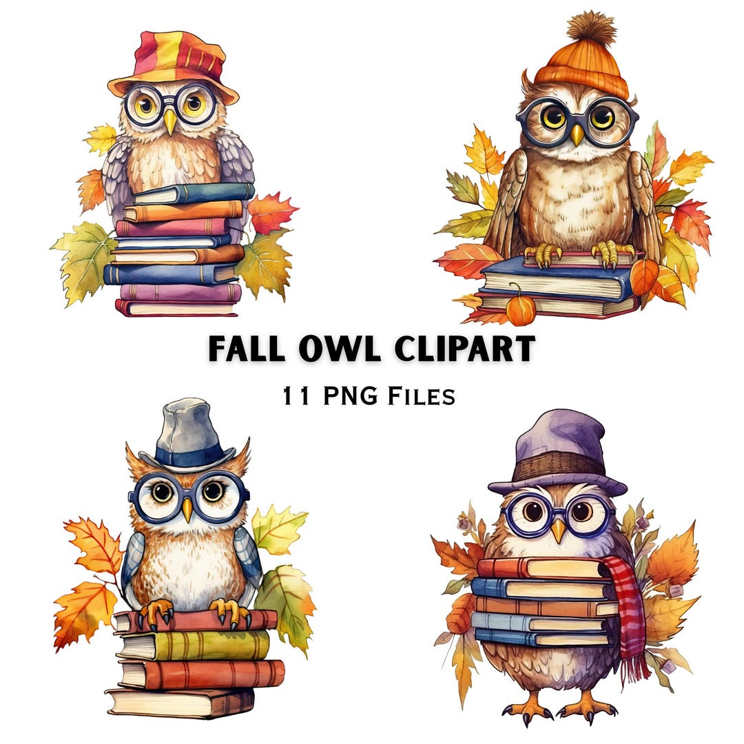 Fall Owl PNG Bundle | Autumn Clipart Pack | Back to School Owl ...